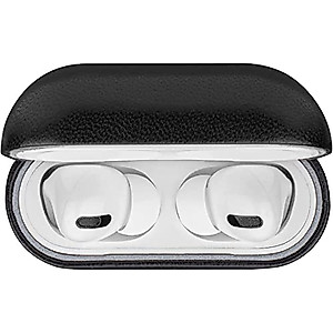 AirPods Pro Genuine Leather Case, Lopie Handmade Series AirPods Pro Cover Protective Skin, Portable Shockproof Shell Dust/Dirt Proof Case for Air Pods Pro (Not for AirPods Pro 2nd Gen) - Black