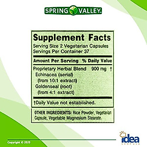 Spring Valley Echinacea Goldenseal Blend Dietary Supplement, 900 mg, 75 Ct (2 Pack) Bundle with Exclusive Vitamins & Minerals A to Z - Better Idea Guide (3 Items)