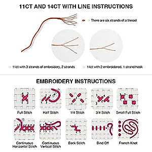 Stamped Cross Stitch Kits,Cherry Blossom Trees on The Sea Needlepoint Counted Cross Stitch Kits for Adults Beginners Stamped Kits Needlecrafts for Home Wall/20x24 inch