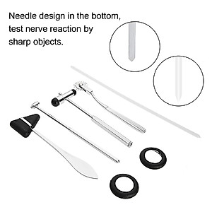5 in 1 Neurological Hammer Muscle Reflex Diagnostic Hammer Health Care Kit, Triangle Hammer+Metal Hammer+ Plastic Rod Hammer+T-shaped Hammer+Gore Wheel