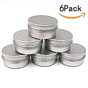 CTKcom 6-Packs 3 oz Screw Top Metal Tins Aluminum Tin Cans Gram Jar,90ml Empty Slip Slide Round Containers For Lip Balm,Salve,Crafts,Cosmetic,Candles,Storage Kit(90g)