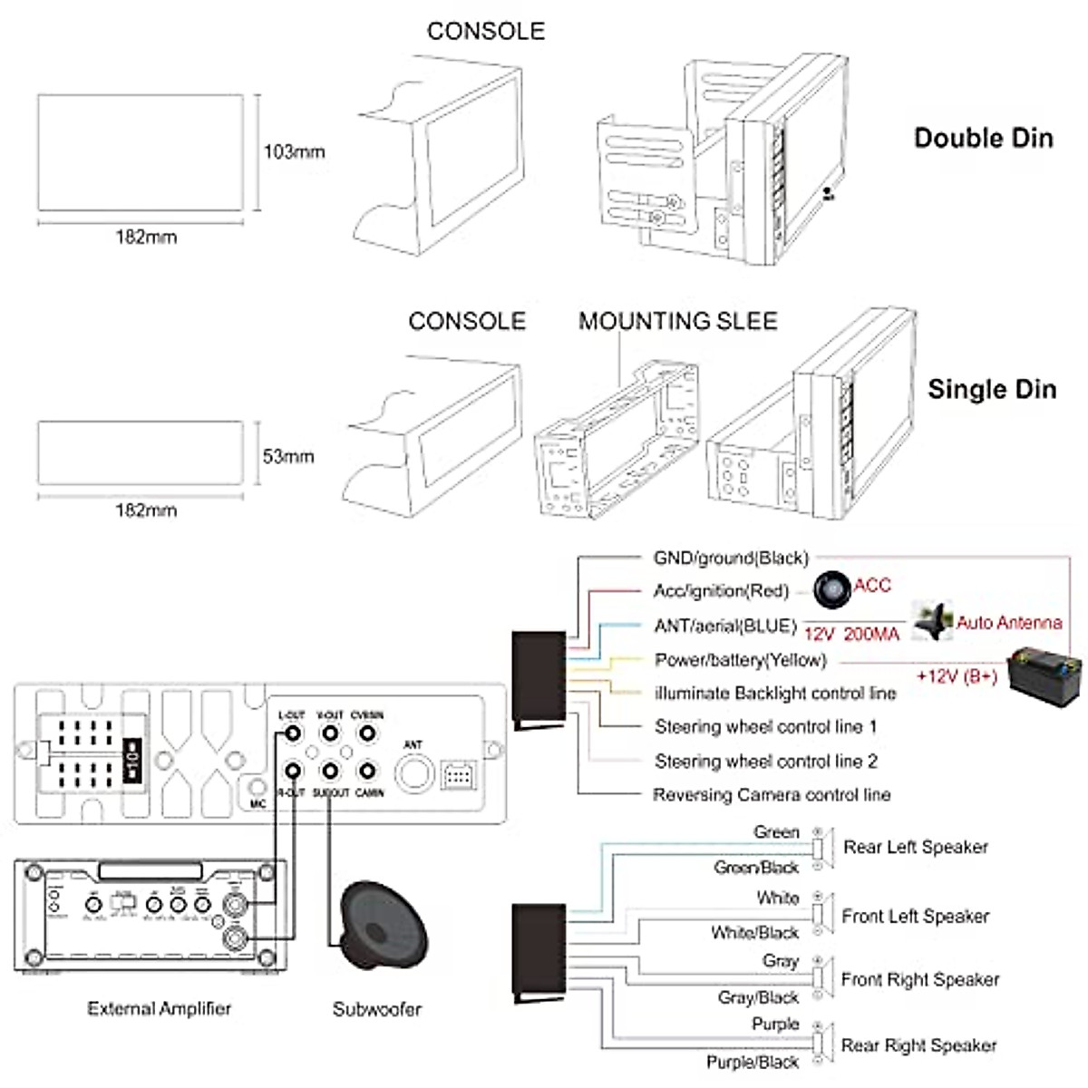 LXKLSZ Double din Car Stereo Compatible with Carplay/Android Auto with 7 inch Touch Screen Bluetooth/Mirror Link/Hands-Free Calling/FM/AM/EQ Rear View Camera