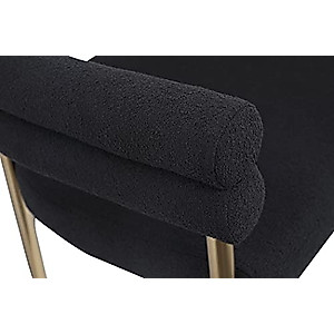Meridian Furniture 804Black-C Brielle Collection Modern | Contemporary Boucle Fabric Upholstered Dining Chair with Brushed Brass Metal Frame, 25.5" W x 22" D x 28" H, Black, Set of 2