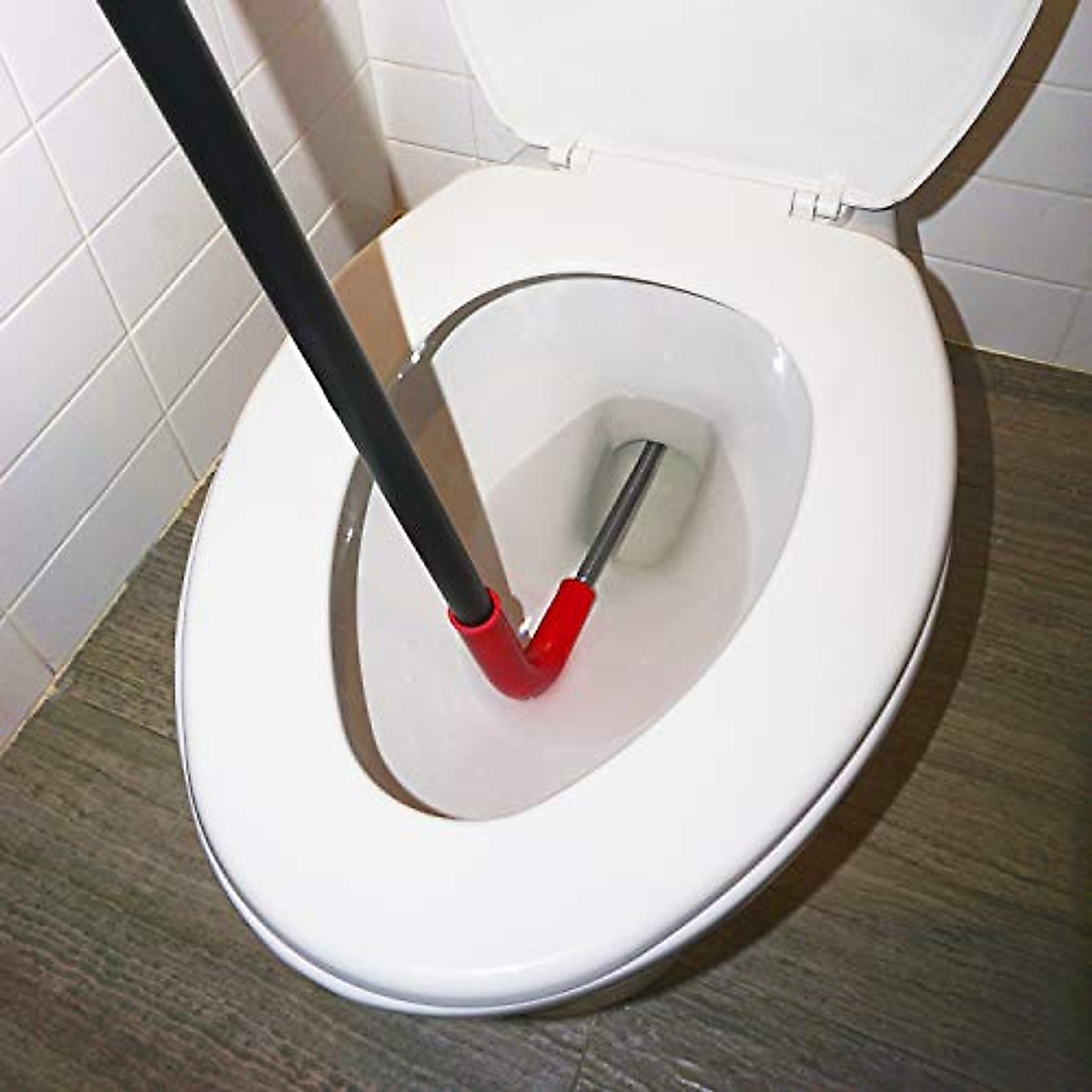 DrainX 6 Foot Toilet Auger | Manual or Drill Powered Closet Auger with Drop Head for T-Junction Pipes, Plastic Angled Guard for Porcelain Protection, Telescopic for Greater Reach