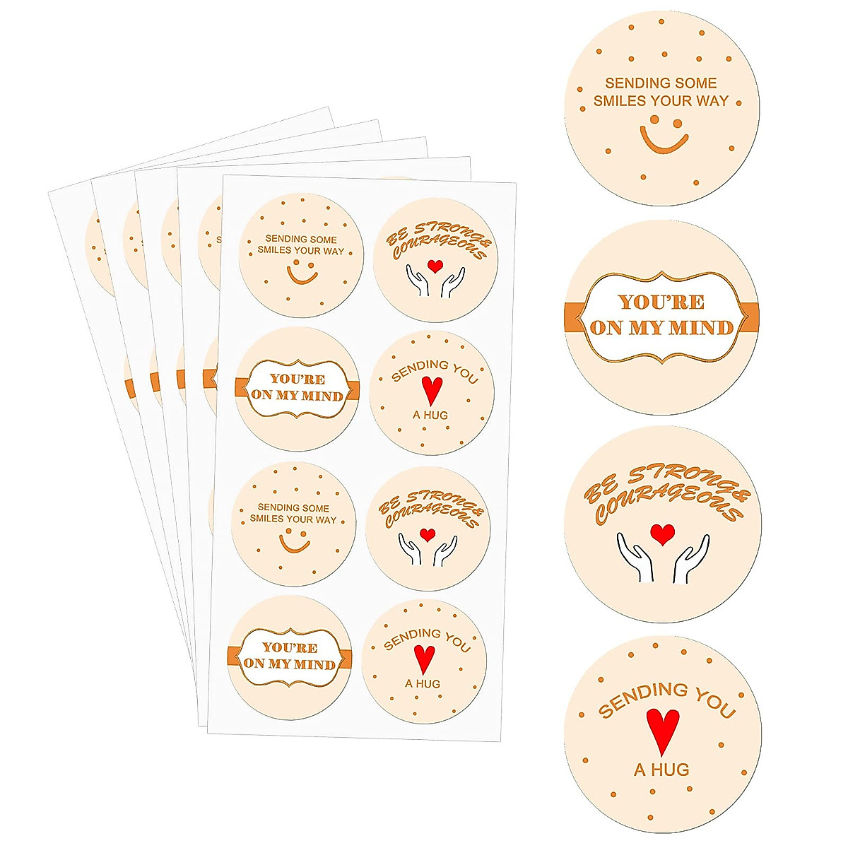 1.5 Inch Thinking of You Stickers 4 Unique Designs Greeting Envelope Seals,Friendship Stickers,Evelope Seals.