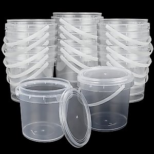 LOYORTY 18 PCS 67.6 oz Slime Containers with Lids and Handles, Plastic 2000ml Storage Bucket Containers, Clear Slime Storage Case for Slime DIY Art Craft, Pigment, Small Tools, Part Material