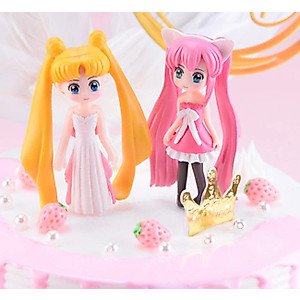 HYSTYLE 6 Pcs Lovely Girl Figurines Toys Mini Figure Collection Playset, Cake Topper Toy Doll Set, Car Doll, Office Ornament, Miniature Decorations, Landscape Scenes