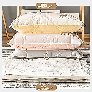 Vacuum Sealer Bags Milky White Printed Clothes Quilt Storage Bag Vacuum Bag Bedding Clothing Vacuum Travel Bag Finishing Pumping (50*70cm)