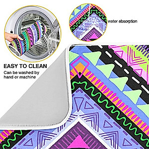 Christmas Ethnic Texture Dish Drying Mat 24"x18" Absorbent Machine Washable Hanging Fast Dry Pad Dish Protective Mat for Kitchen Countertop Heat Resistant Dinner Table Mat