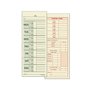 Adams 442772 Time Cards for Pyramid 1000 Time Clock 200/Pack (9791-200)