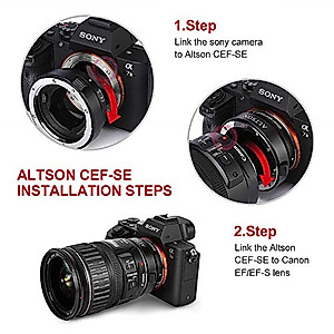 EF/EF-S Lens to Sony E Mount T Smart Adapter, Auto Focus Lens Adapter Ring for Canon EF/EF-S Lens to Sony E Mount Camera (CEF-SE)