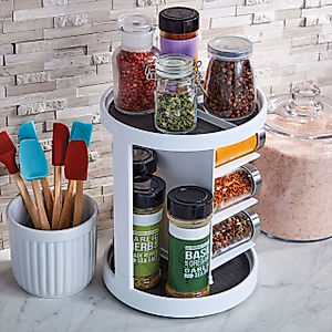 Copco White and Gray 2 Tier Vitamin Turntable with 6 Cradles for Vitamins, Supplements, ect with Non Slip Grip and Stacked Layers for Spae Saving