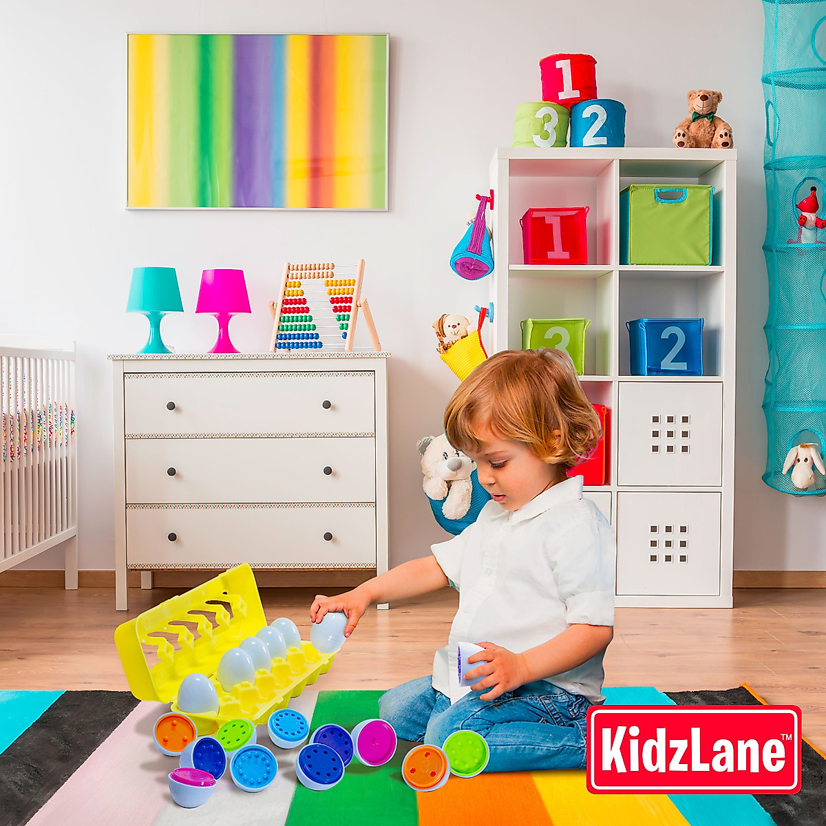 Kidzlane Toddler Toy - 12 Matching Eggs Set - Interactive Egg Matching Toy for Toddlers - Educational Game - Color and Number Recognition - Safe, Durable Eggs That Crack Open for Preschool Play