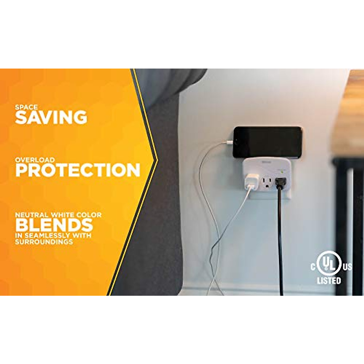 Woods 41034 Surge Protector with 3 Power, 3-Outlet 1000J of Protection