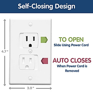 6-Pack Self Closing Outlet Covers - White, Easy to Install Baby Proof Outlet Covers with 12 Clear Outlet Plug Covers for Child Electrical Safety - Baby Proofing Electrical Outlets Made Easy by Wittle