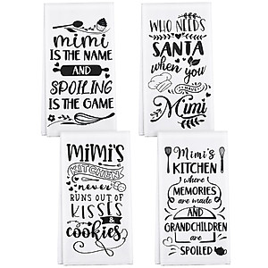 4 Pieces Nana Kitchen Towel Funny Dish Towel Microfiber Tea Towel Nana Gift for Home Birthday Kitchen Cooking Baking (Mimi)