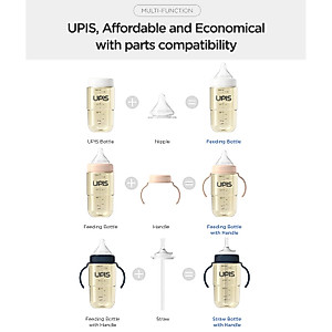 Medience UPIS Silicone PPSU Baby Sippy Cup with Straw, 8.8 oz./ 260ml (White) - Spill-Proof BPA-Free Drinking Bottle with Anti-Colic Air Vent and Handles - for Kids and Toddlers Six Months Onwards