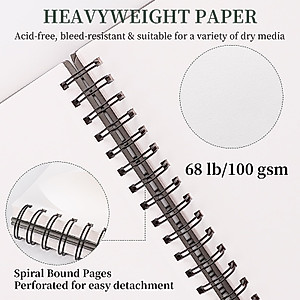 SuFly 9"x12" Drawing Paper,100 Sheets, Top Spiral Sketch Pad, 68lb/100gsm, White.