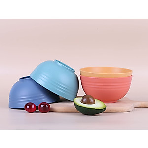 LuckyZone Unbreakable Cereal Bowls - 24 oz Reusable Wheat Straw Bowl Set of 4 - Dishwasher & Microwave Safe - Perfect for Cereal, Soup and Rice - BPA Free, Healthy & Eco-Friendly (4 Color_H)