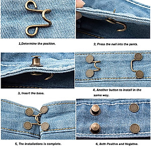 48 Pieces Adjustable Waist Buckle Extender Set, 8 Set 4 Style Jean Button Pins No Sewing Required Pants Clips for Waist, Pant Waist Tightener for Jeans Dress Perfect Fit Instant Button (Stylish Style)