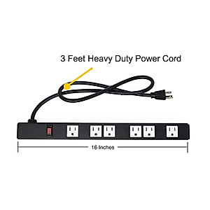 Opentron 5-Pack OT16063 Heavy Duty Metal Surge Protector Power Strip with Mounting Parts 6 White Outlets 3 Feet Power Cord