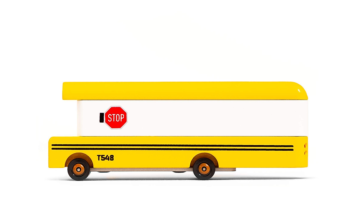 Candylab Toy School Bus - Handcrafted Wooden Car for Kids & Collectors