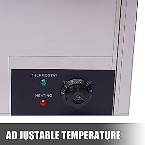 Fichiouy 850W Commercial 6-Pan Electric Countertop Steam Food Warmer, Stainless Steel Buffet Large Capacity 6 Lids Table Steamer Bain Marie for Restaurant