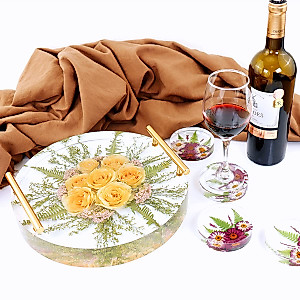 XXKJSZJQ Tray Molds for Epoxy Resin kit 13.5'' Deep Large Round Silicone Molds with 4pcs Coasters Resin Molds, Table Clock Mold DIY Flowers Preservation Resin Art Home Decoration