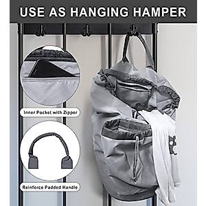 VividPaw Laundry Bag Extra Large Heavy Duty, Laundry Backpack for College students, Travel Laundry Bags with Adjustable Strap, Pockets and Handle, Dirty Clothes Hamper, College Dorm Room Essentials (Grey)