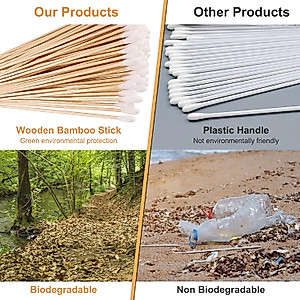 200PCS Cotten Swab Applicators, 6 Inch Long Wooden Cotton Swabs - Cleaning Gun Sterile Medical Q Sticks Tips Applicator With Wood Handle - Makeup & Ear Cleaner Remover Tools - For Ceramics, Jewelry