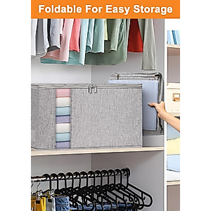 punemi Large Clothes Storage Bags, 2 Pack Comforter Storage Bag with Sturdy Structure/Zipper for King/Queen Comforters Quilt Duvet Pillows Blankets,Closet Organizers and Storage, 21.7x14.2x11.8in