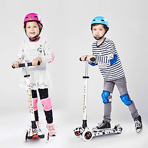 Ygqtbc Scooter for Kids, Kick Scooter for Toddlers Girls Boys with LED Light Up Wheels, Adjustable Height Scooter for Children from 2 to 15 Years Old ( Color : B )