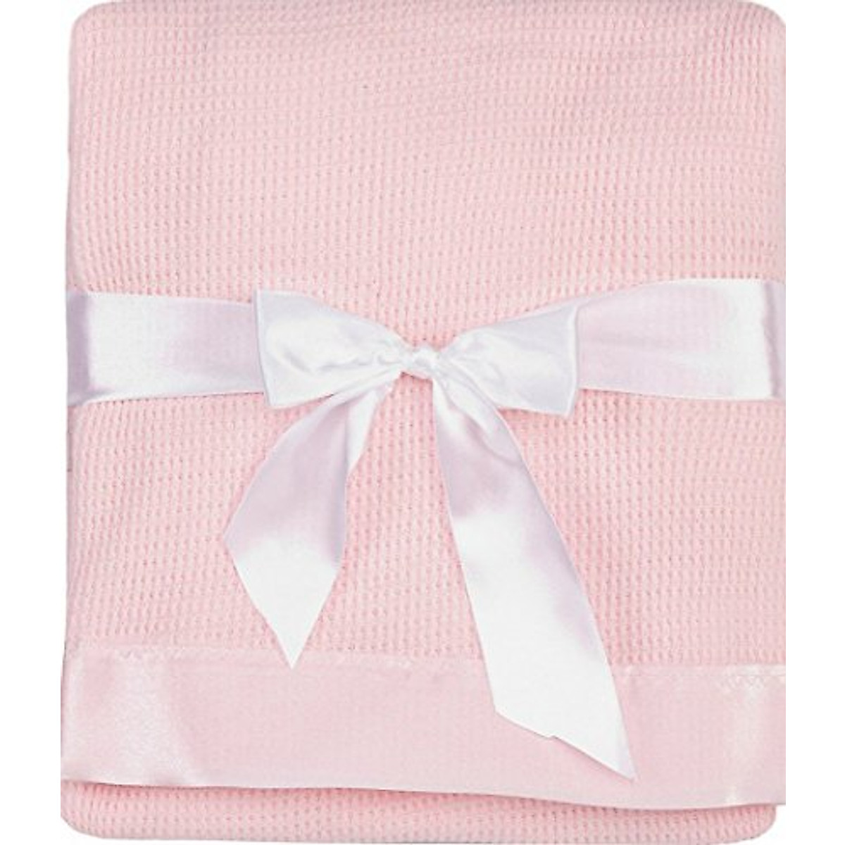 Thermal Waffle Weave Baby Blanket with Satin Nylon Trim (pink)