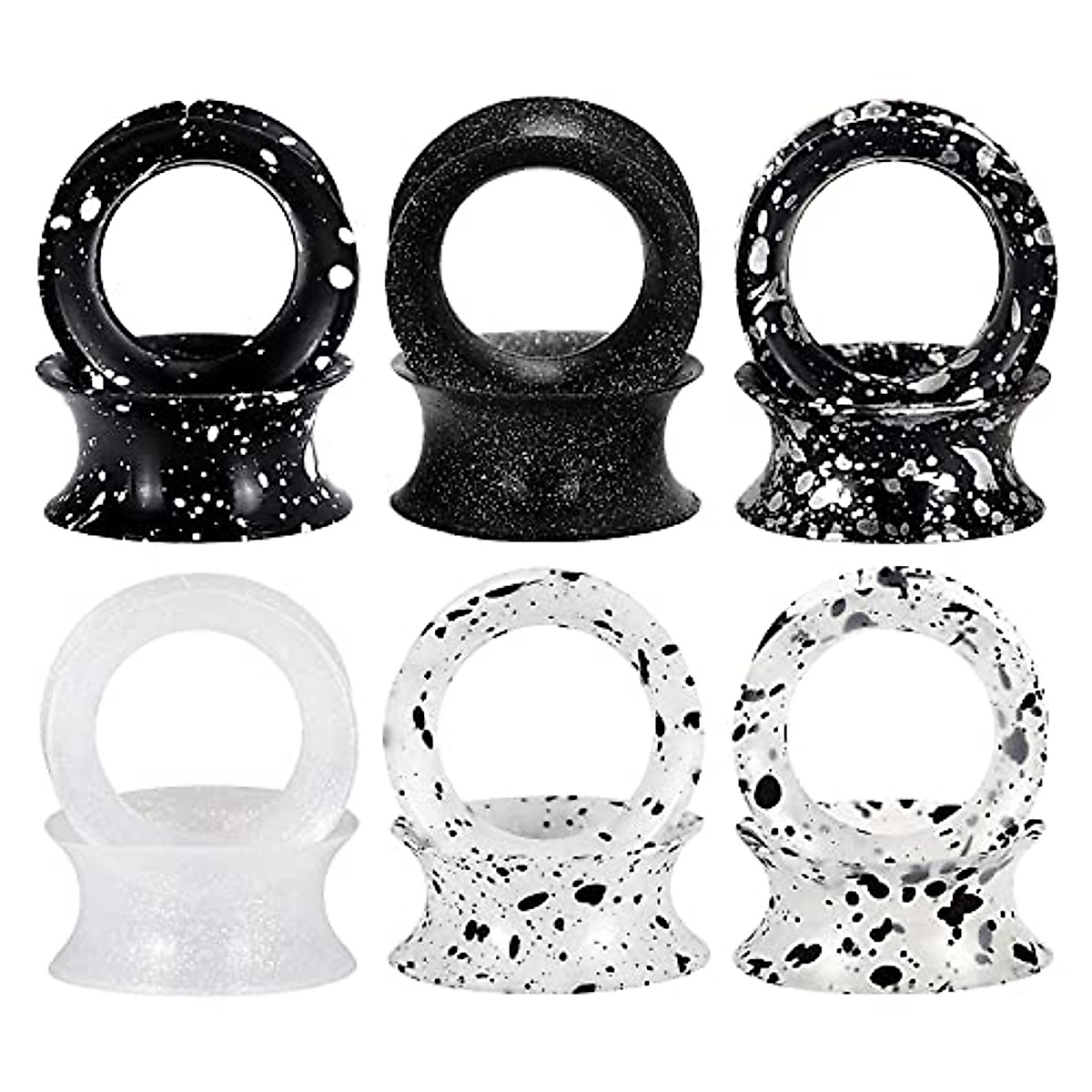 Stuppendux 6Pairs Soft Silicone Tunnels Set Ear Expander Tunnels Gauges Plugs Stretchers Double Flared Flesh Tunnels Ear Piercing Jewelry for Women Men 5/8" 16mm