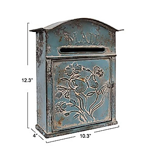 Creative Co-Op Distressed Blue Embossed Tin "Mail" Box