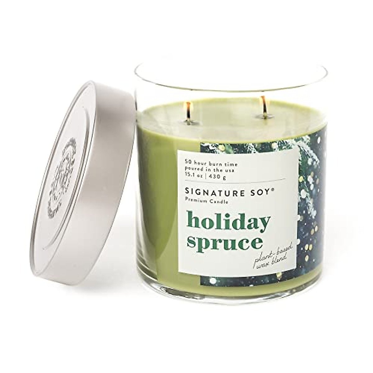 Signature Soy Lidded Holiday Spruce Scented Candle, Large Jar