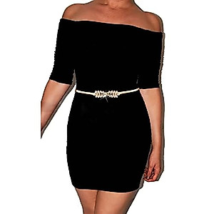 COSYDAYS Women Gold Belt for Dress Leaf Waist Belt Skinny Metal Waist Chain Leaves Dress Belts Waistband Jewelry (B)