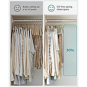 SONGMICS 30-Pack Pants Hangers and 50-Pack Clothes Hanger Bundle, Velvet Hangers with Adjustable Clips, Non-Slip, and Space-Saving, Pale Green UCRF012GR30 and UCRF021GR50