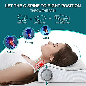 willai Cervical Pillow for Neck Pain,Adjustable Neck Support Pillow with Inflatable Tube,Contour Orthopedic Neck Pillows for Sleeping,Best Firm Memory Foam Pillow for Side Back Sleepers.