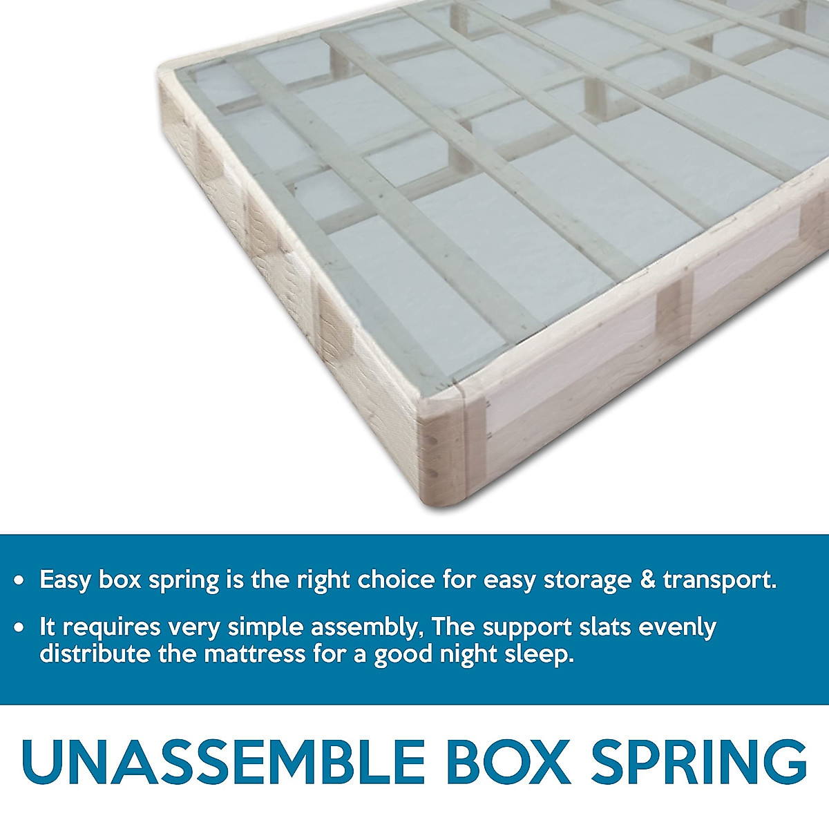 Treaton 8-Inch Easy Wood Box Spring/Foundation With Simple Assembly, Beige, Full XL