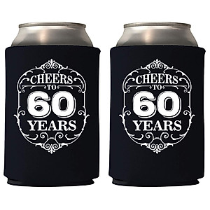 Veracco Cheers To 60 Years 60th Birthday Gift Sixty and Fabulous Party Favors Decorations Can Coolie Holder (Black, 12)