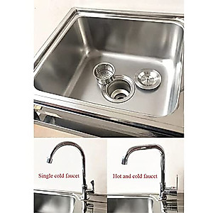 Farmhouse Sink, Kitchen Simple 304 Stainless Steel Sink Single Sink with Wall Bracket, Stainless Steel Kitchen Sink, Commercial Wall Mount Hand Basin for Restaurant, Kitchen and Home