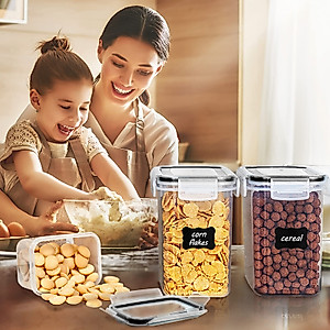 Cereal Container, Set of 15 Pcs Food Storage Containers Set With Lids Airtight, BPA Free Plastic Dry Food Bins Pantry, Kitchen Organization and Storage, for Counter Spaghetti Flour Sugar Coffee Rice