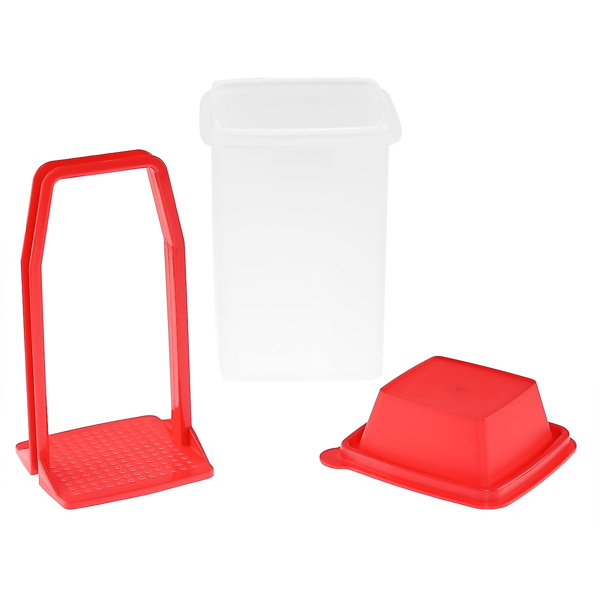Home-X Set of 3 Pickle Storage Containers, Straining Pickle Jar, Filter Insert, Sieve Food Saver Container, 7 ½” L x 4 ¼” W x 4 ¼” H, Set of 3, Red