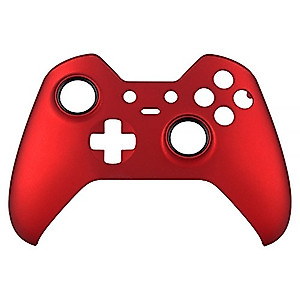 eXtremeRate Scarlet Red Soft Touch Replacement Shell Front Faceplate Cover for Xbox One Elite Controller Model 1698 with Thumbstick Accent Rings - Controller NOT Included