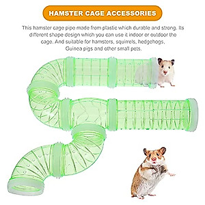 VILLCASE Hamster Cage Tubes Hamster Tubes Set, Hamster Cage Tube, Hamster Tubes Connection Pipe, Adventure External Pipe DIY Connection Tunnel for Small Animals Hamster 1 Set (Green) Hamster Tubes