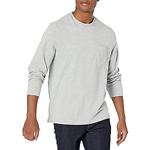 Amazon Essentials Men's Regular-Fit Long-Sleeve T-Shirt, Light Grey Heather, Large