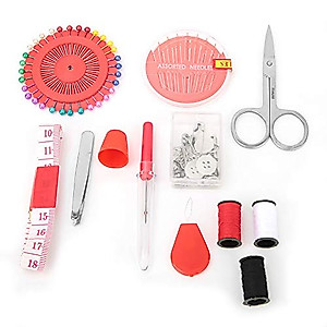 Zixyqol Portable Sewing Box,Embroidery Needle Soft Tape Measure Scissors Thimble Thread with Tinplate Case Travel Set for Home DIY Crafts Sewing