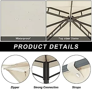 AVAWING 10x10 FT Gazebos for Patios, Large 2-Tier Outdoor Garden Canopy Tent with Ventilation and Adjustable Half Awnings for Party, Backyard