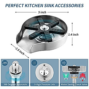 ZMOPO Glass Rinser for Kitchen Sink, Stainless Steel Faucet Glass Washer, All-Round 9 Holes Fast Water Jet, Full Copper-Nickel Plated Anti-rust for Bar, Home, Restaurant Kitchen Sink Accessories